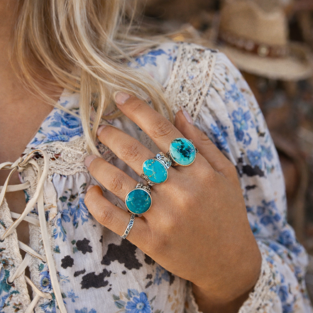 Authentic Native Made Sterling Silver Turquoise Rings – Lantern Dancer ...