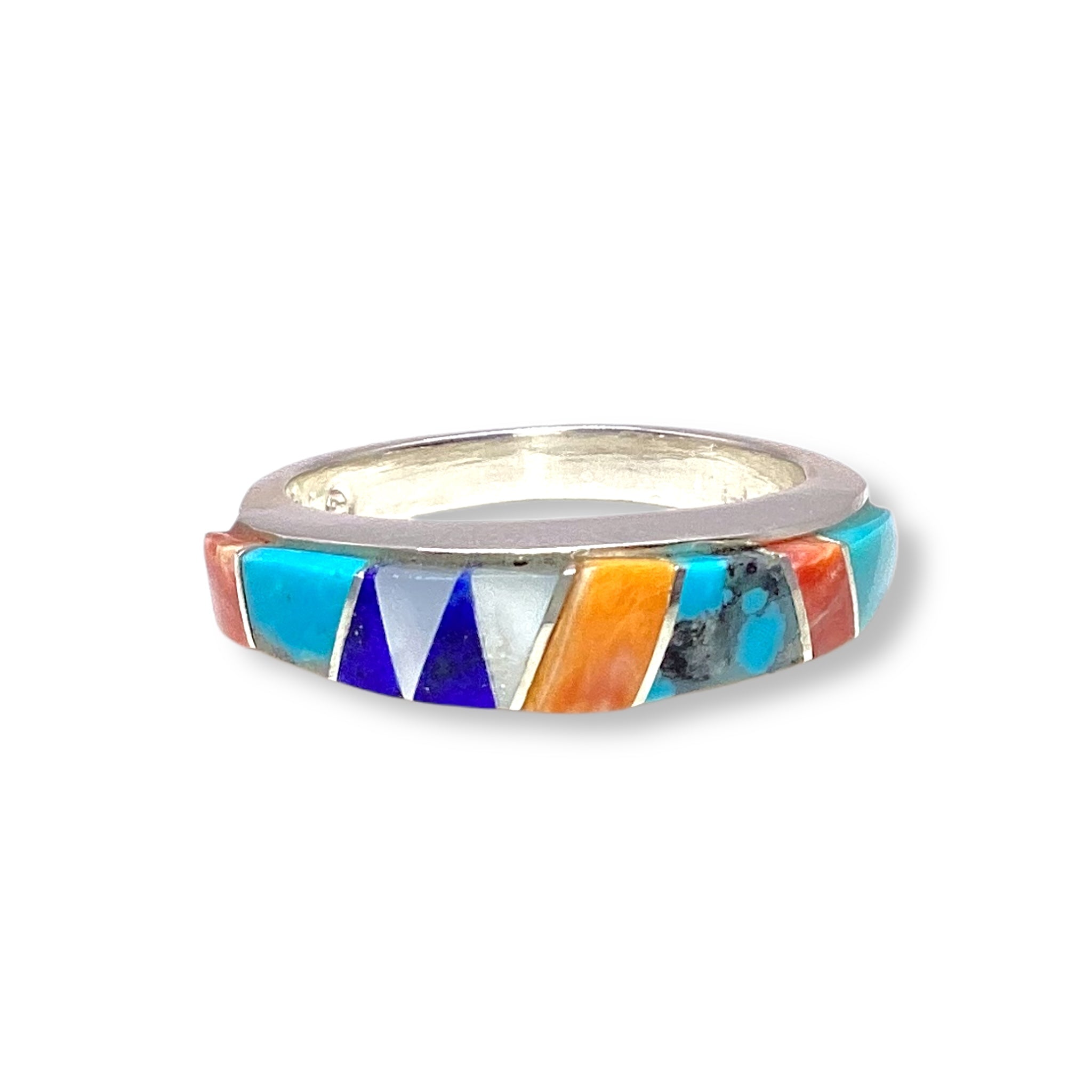 Calvin Begay Inlay Ring with Multi Stones – Lantern Dancer Gallery