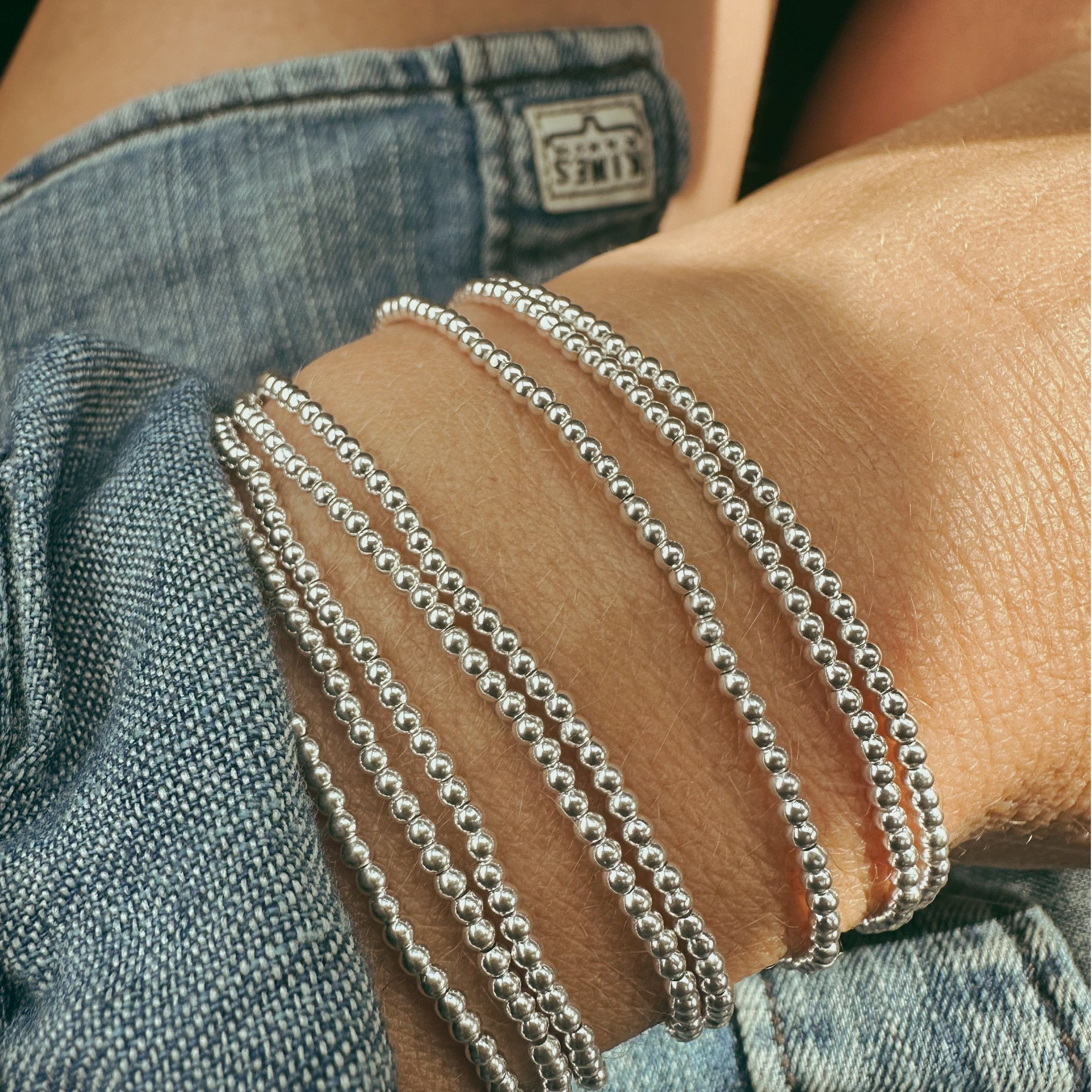 2mm Stretchy Sterling Silver Bracelet Navajo Pearls – Lantern Dancer ...
