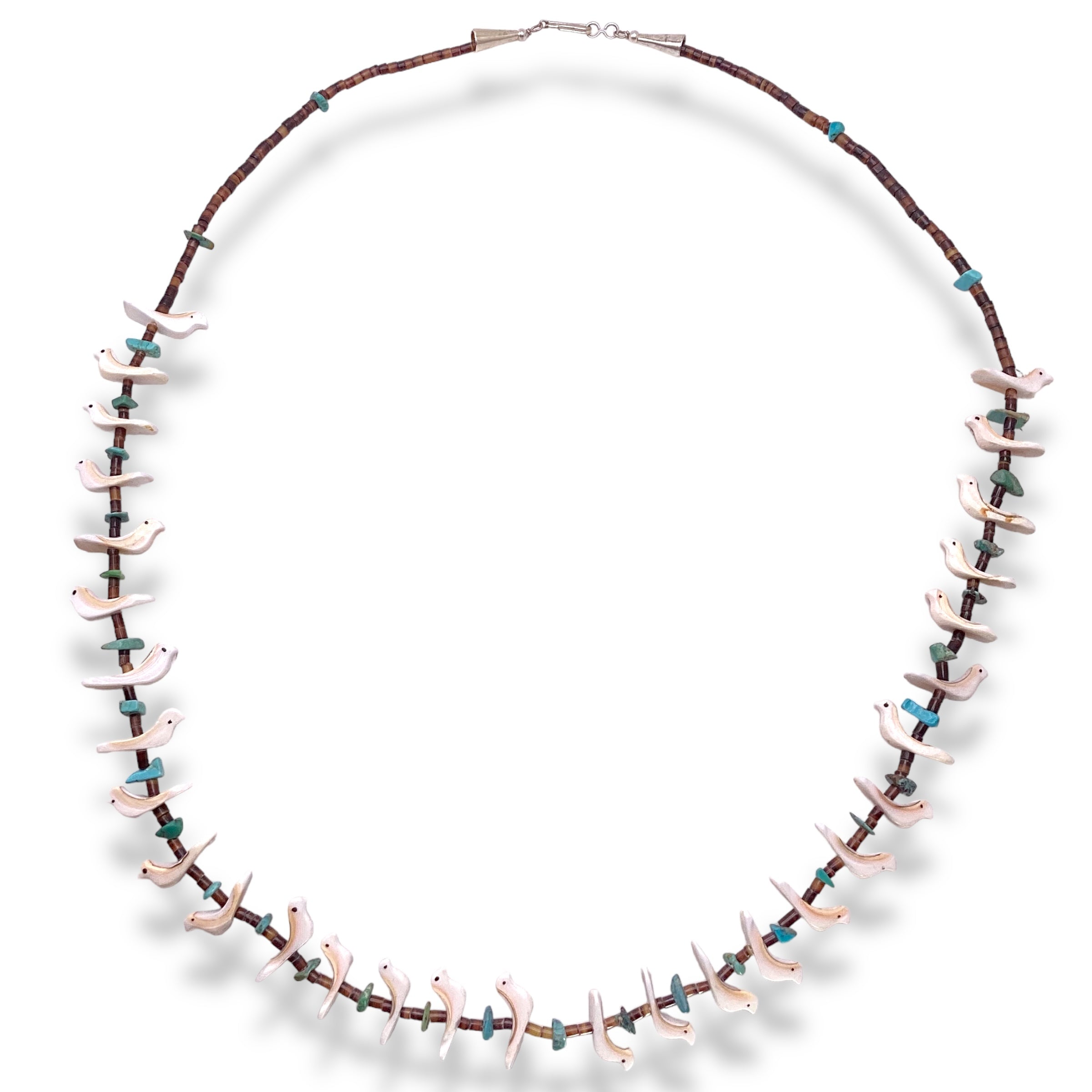 Turquoise and Natural Shell Bird Necklace by Lorraine Lucero Santo Dom ...