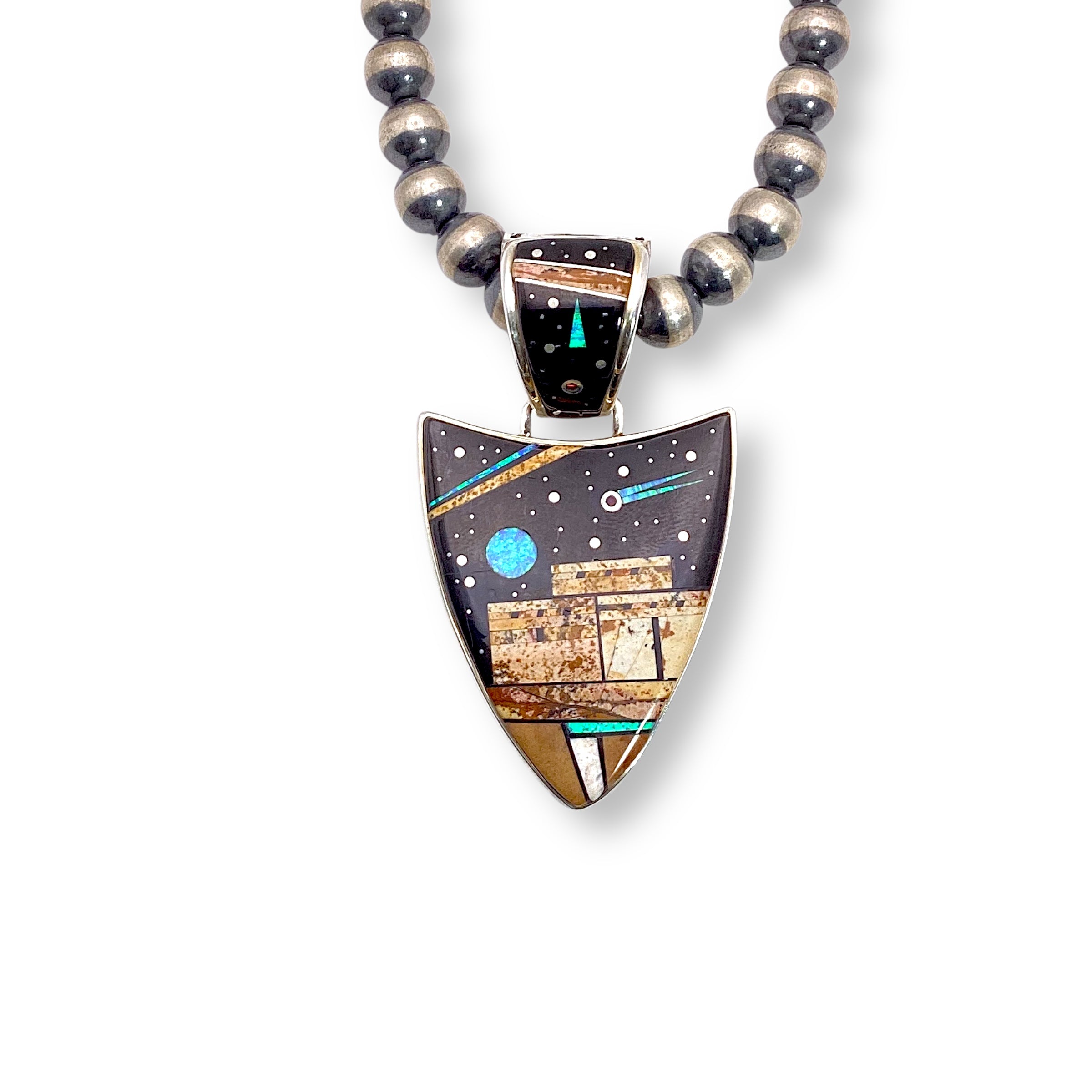 Calvin Begay Pueblo Night Sky Reversible Pendant Necklace FD – Lantern ...