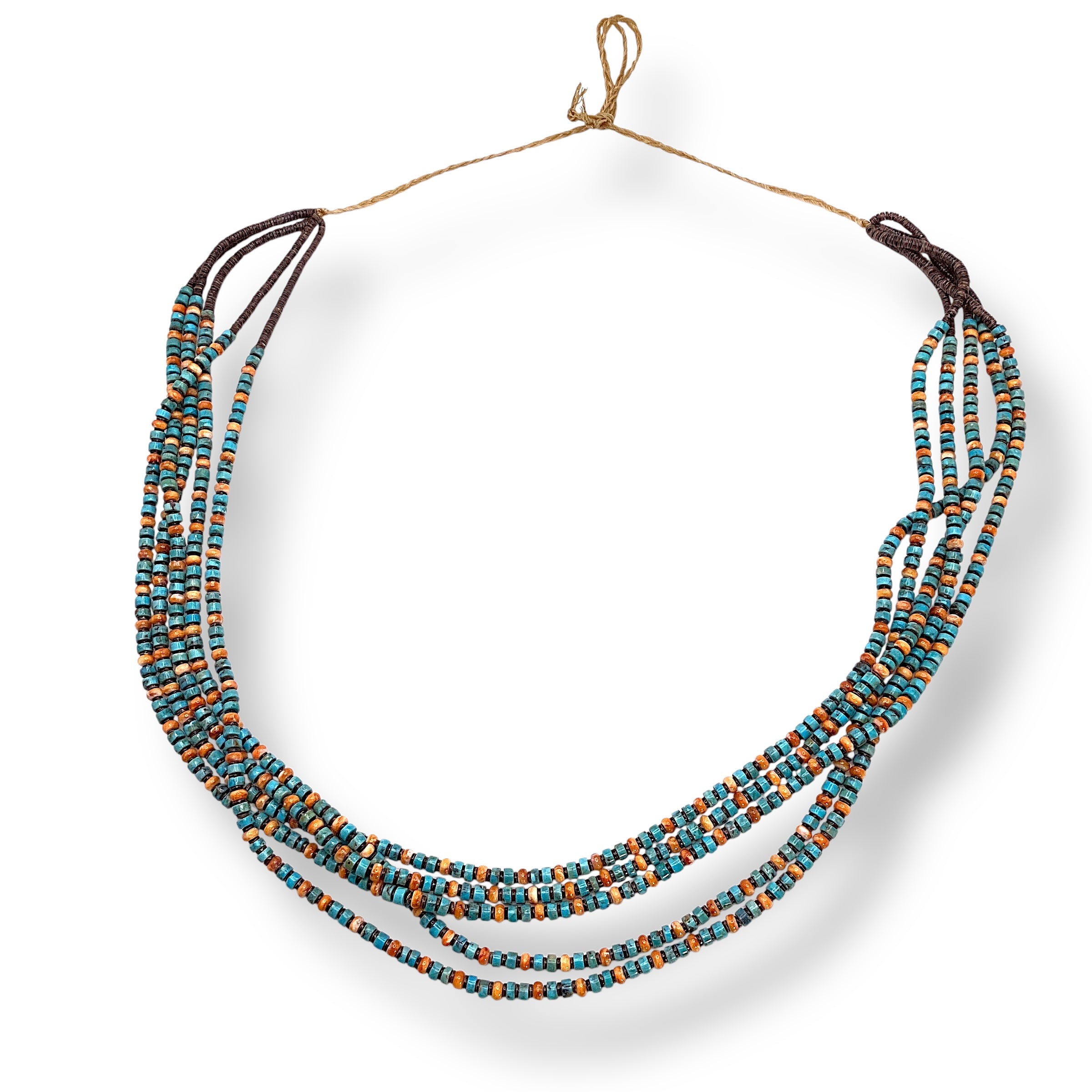 Fannie Garcia 5 Blue Strand Turquoise, Orange Spiny Oyster Shell, And ...