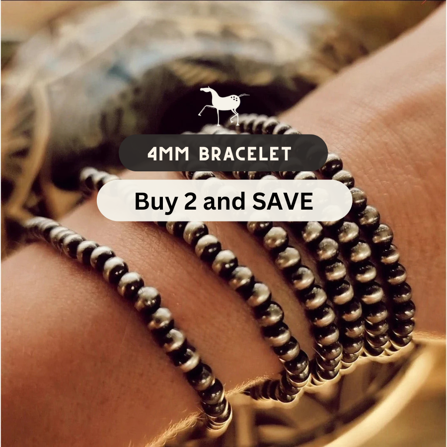 Beautiful Navajo Pearl 4mm Stretchy Bracelet Native Made by Mason Lee ...