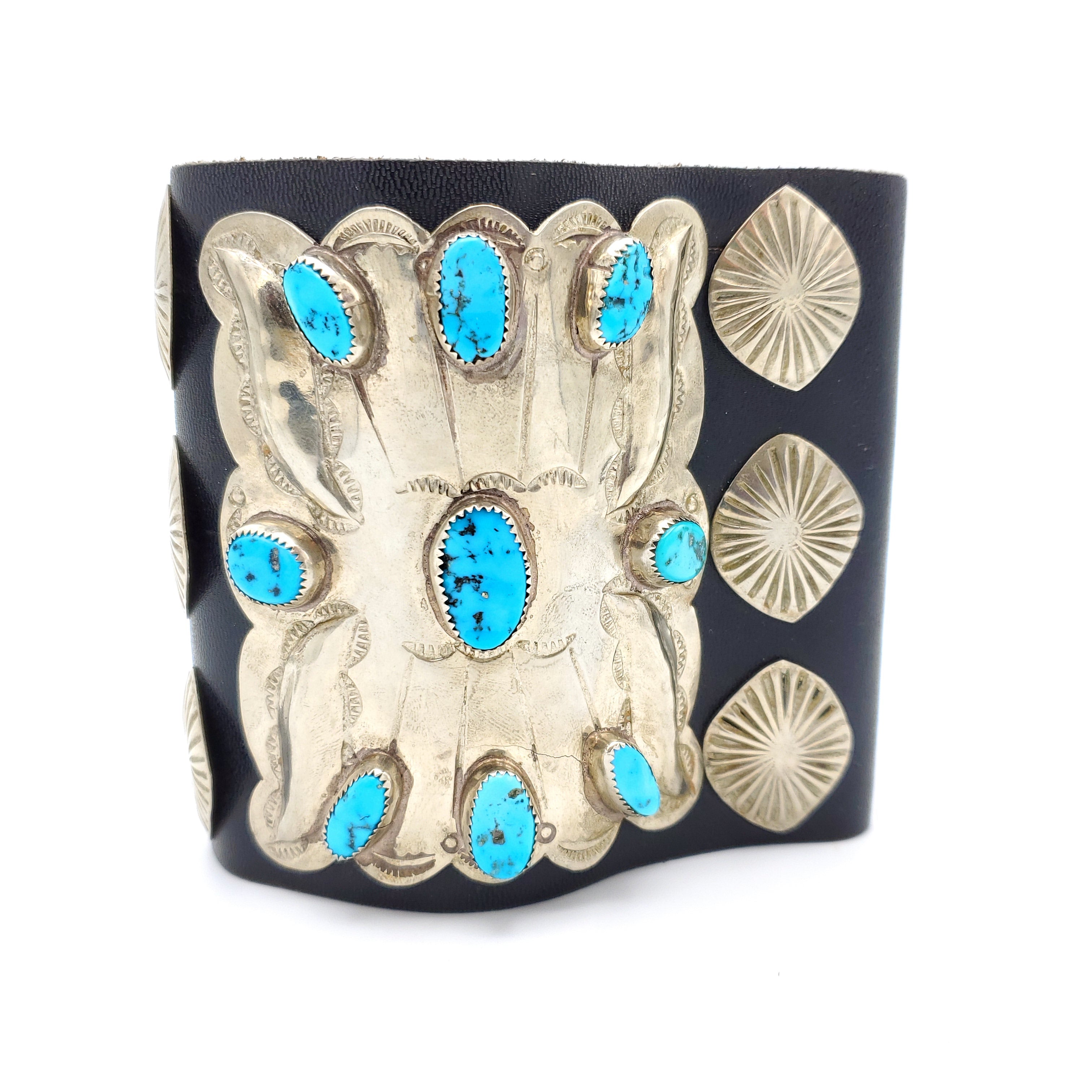 VINTAGE LEATHER KINGMAN TURQUOISE BOW GUARD CUFF | LANTERN DANCER ...